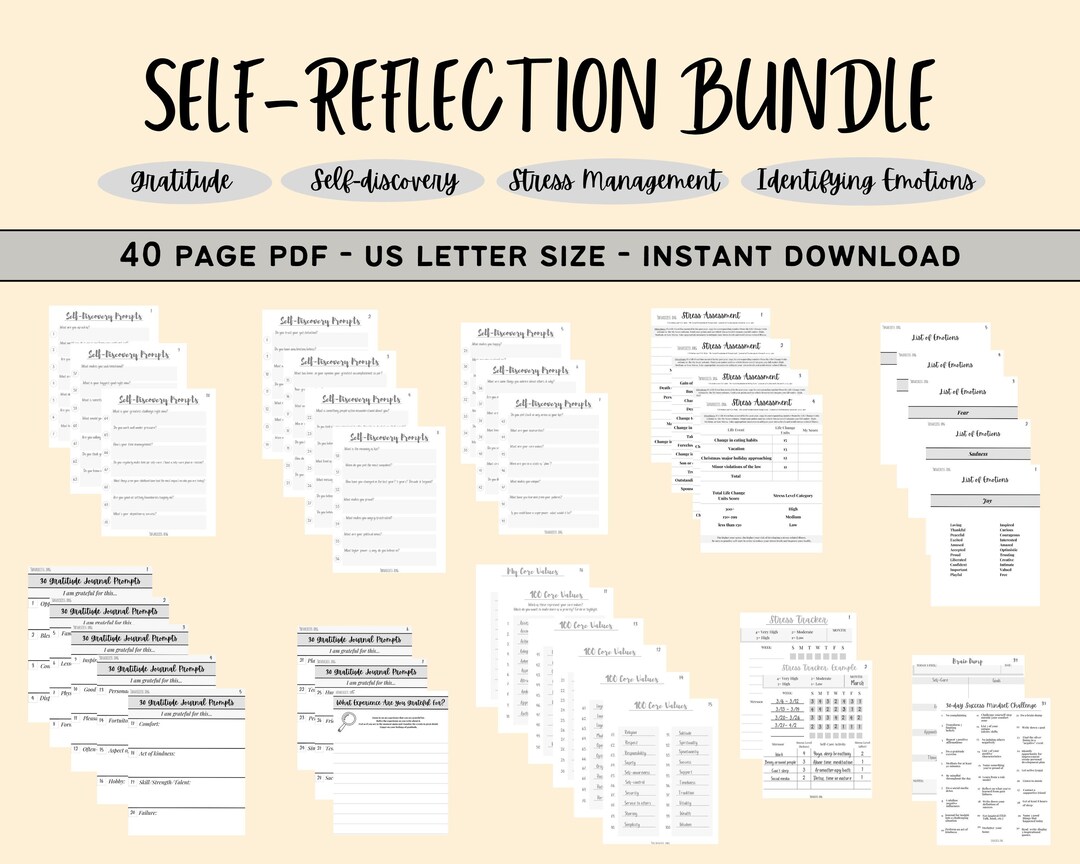 Self-growth and Reflection Worksheet Bundle - Gratitude, Self-discovery ...