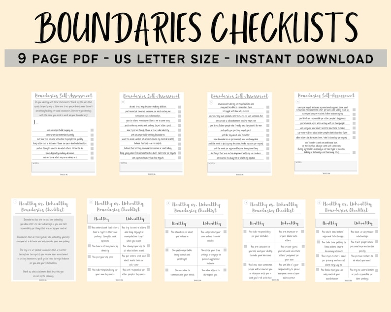 Setting Boundaries Checklists PDF / Printable Self-assessment - Etsy