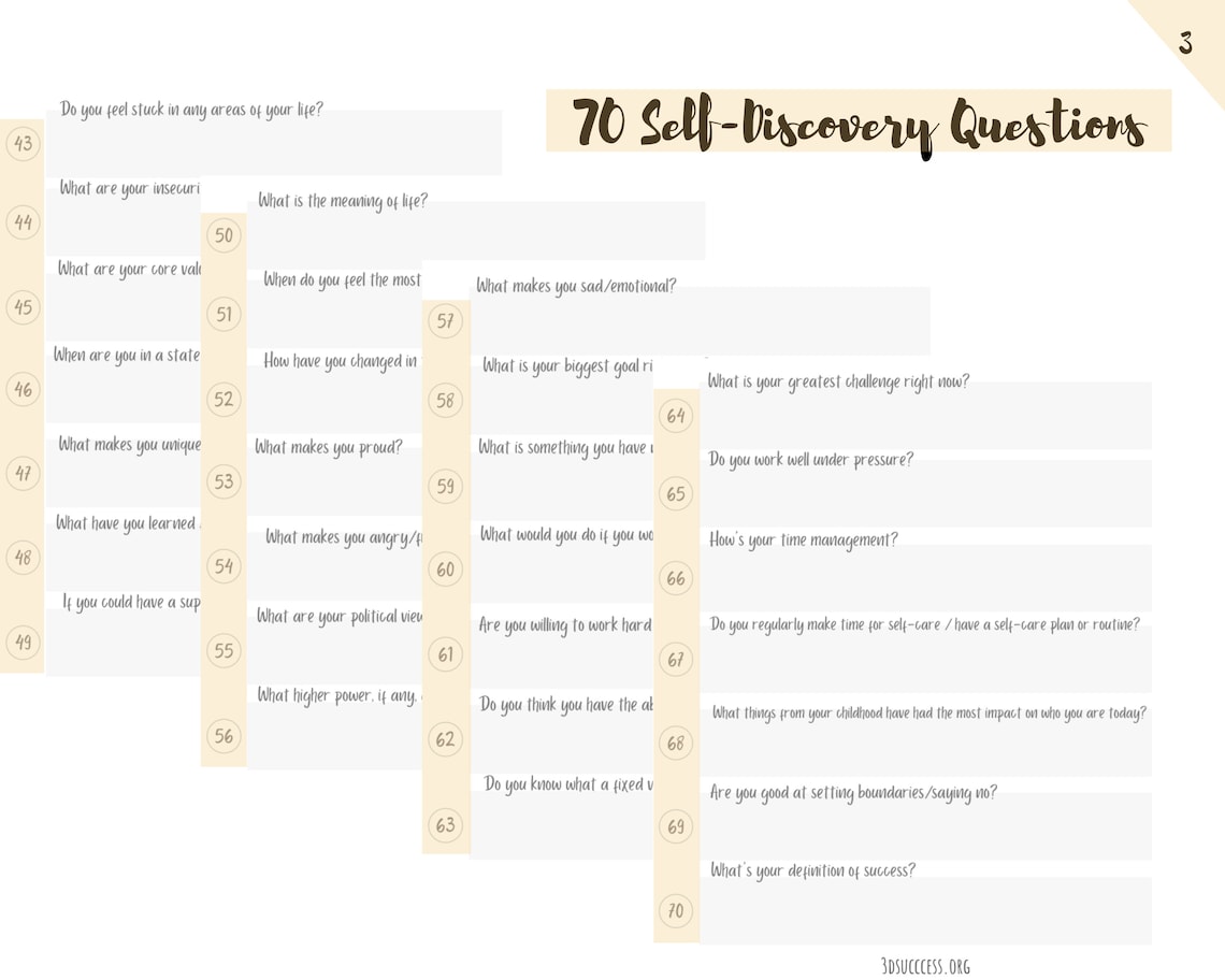 Self-discovery Questions for Personal Growth / Core Values List ...