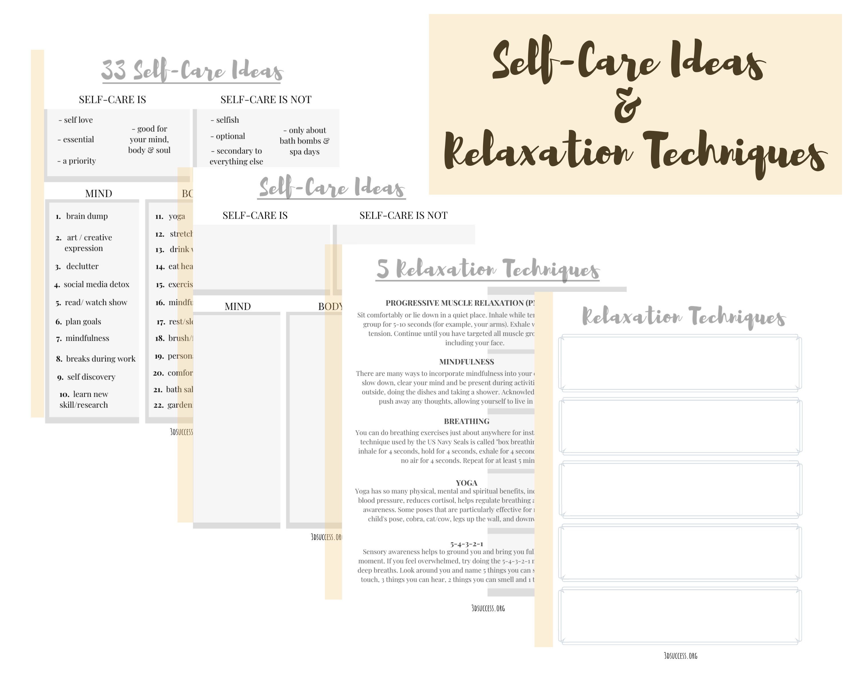 Self-Care Plan Worksheets Printable PDF Bundle Self Care - Etsy México