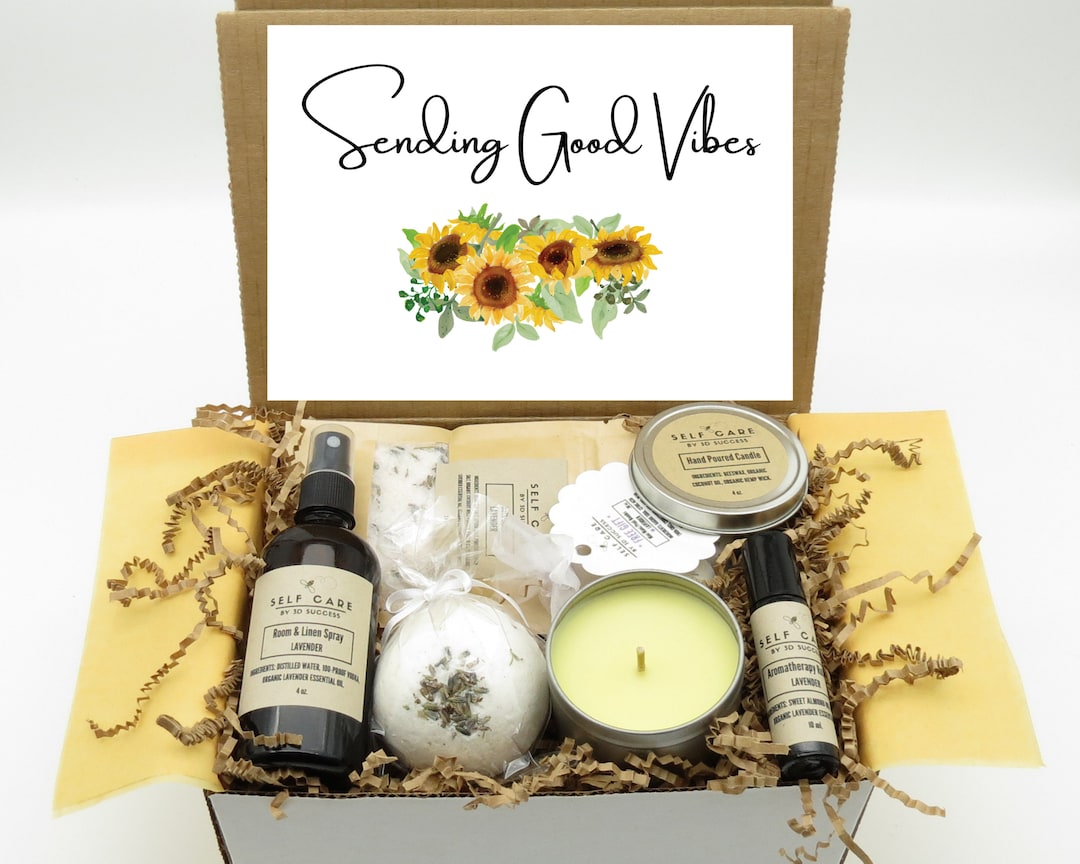 Sending Good Vibes Gift Set / Sunflower Gift for Her / Crystal Candle ...