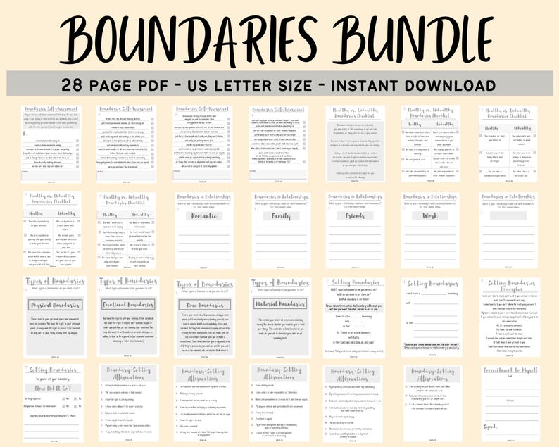 Boundaries Bundle / Healthy Vs. Unhealthy Boundary Checklist / Setting ...