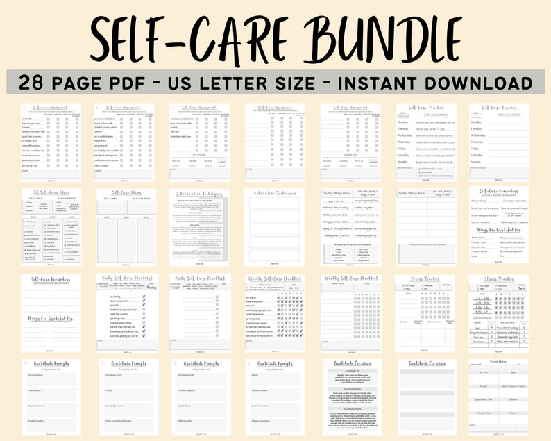 Self-care Plan Worksheets Printable PDF Bundle Self Care Ideas ...