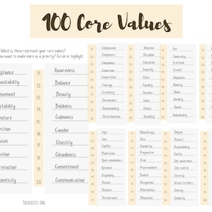 Self-discovery Questions for Personal Growth / Core Values List ...