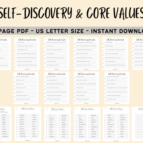 Self-discovery Questions for Personal Growth / Core Values - Etsy