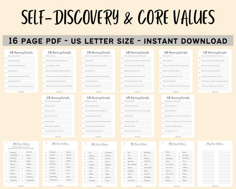 Self-discovery Questions for Personal Growth / Core Values - Etsy