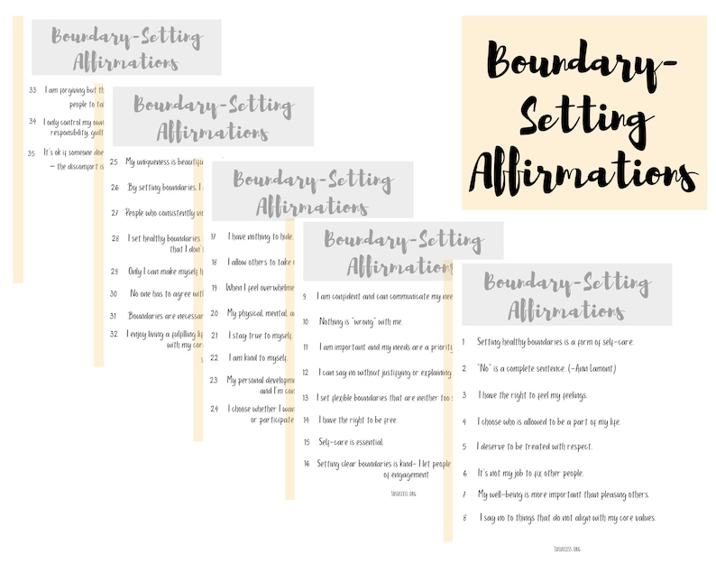 Boundaries Bundle / Healthy Vs. Unhealthy Boundary Checklist / - Etsy