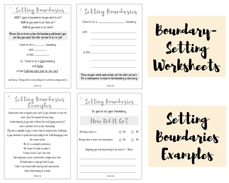 Boundaries Bundle / Healthy Vs. Unhealthy Boundary Checklist / Setting Boundaries Affirmations ...