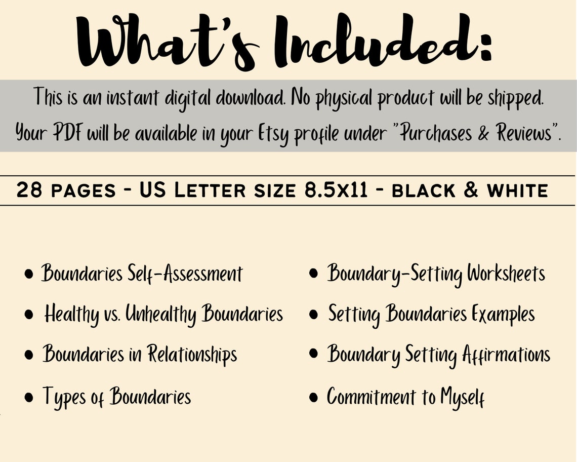 Boundaries Bundle / Healthy Vs. Unhealthy Boundary Checklist / Setting ...