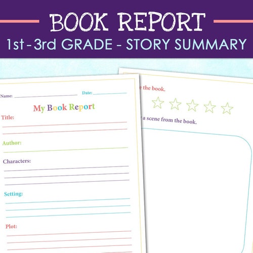 Book Report Worksheet Printable First Second Third Grade - Etsy
