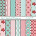 Teal Pink Flower Paper Shabby Chic Digital Paper Pack Floral | Etsy
