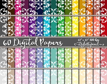 Damask Scrapbook Paper Vintage Damask Scrapbooking Paper | Etsy