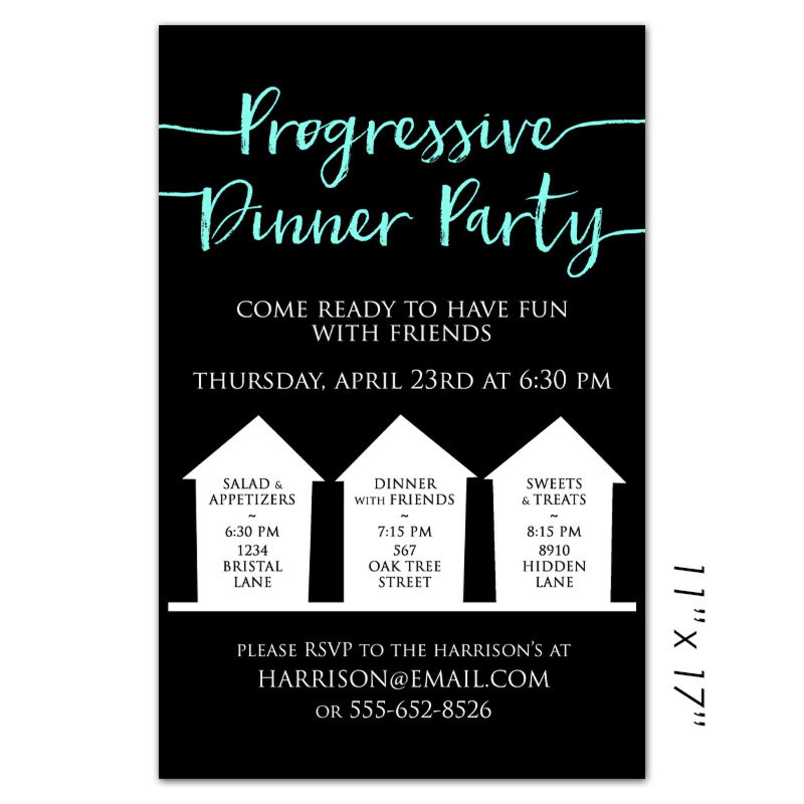 Progressive Dinner Party Poster Announcement Invitation - Etsy