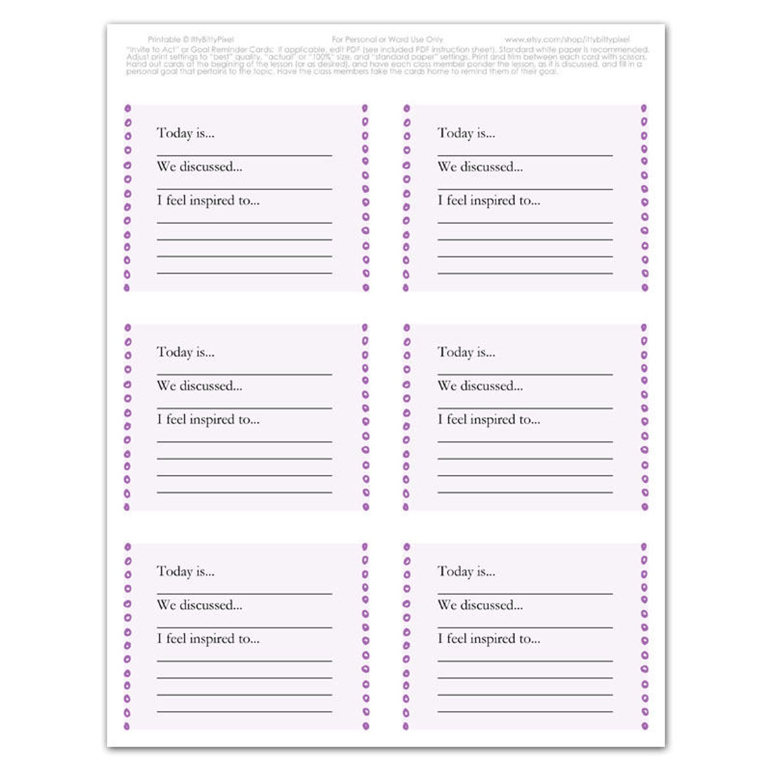 Commitment Reminder Cards LDS 2020 Come Follow Me PRINTABLE | Etsy