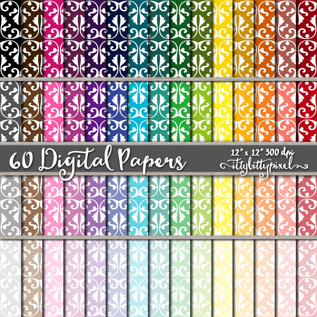 Damask Scrapbook Paper, Flourish Damask Scrapbooking Paper, Damask ...