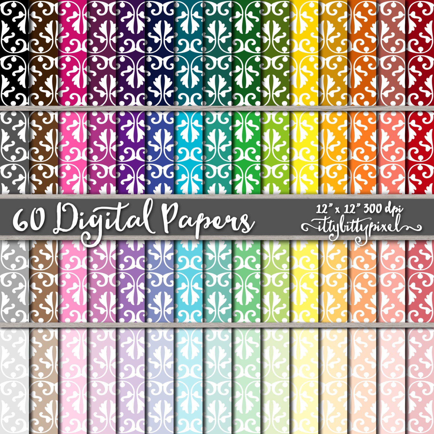 Damask Scrapbook Paper Flourish Damask Scrapbooking Paper - Etsy