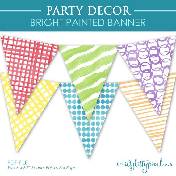 Art Party Banner Printable PDF Diy Wall Decor Rainbow - Etsy