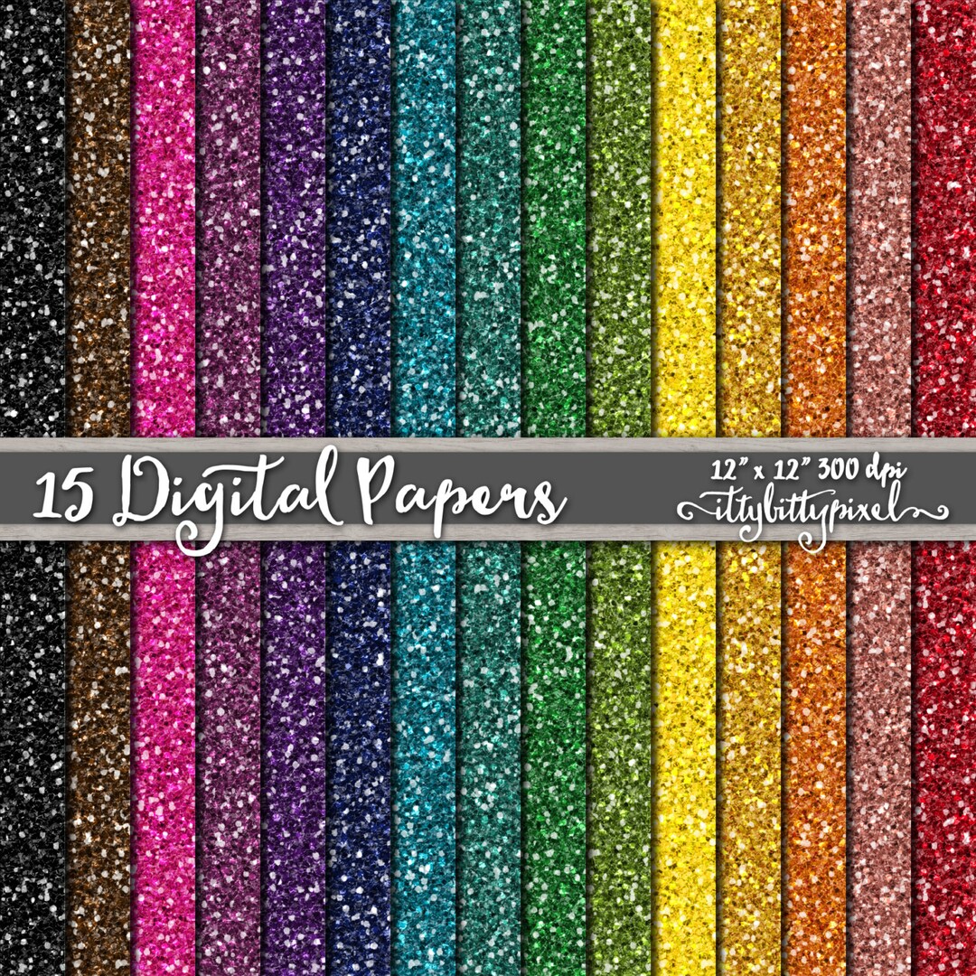Glitter Digital Paper, Dark Rainbow Colors, Sparkle Scrapbooking Paper ...