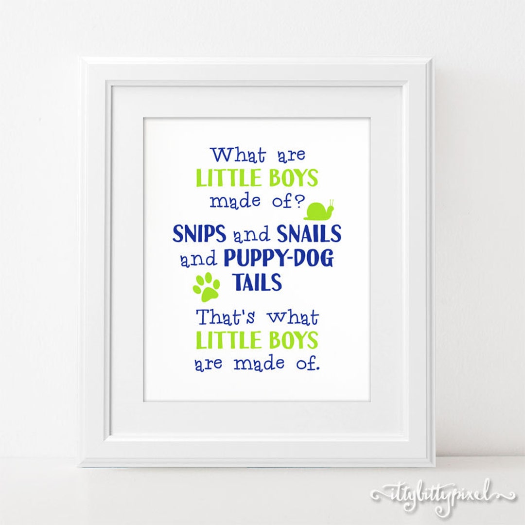 What Are Little Boys Made of - Digital Wall Art Print PRINTABLE Nursery ...