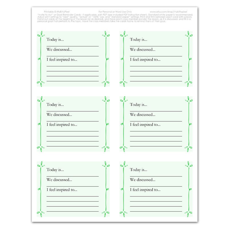 Commitment Reminder Cards LDS 2020 Come Follow Me PRINTABLE | Etsy