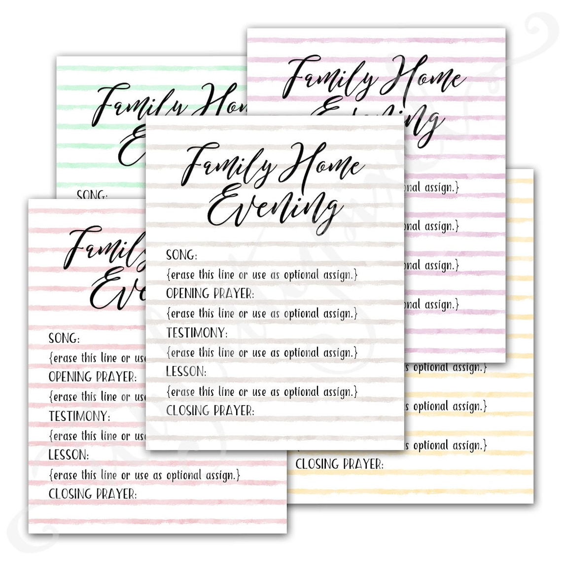 Family Home Evening Chart LDS Editable Pdf PRINTABLE Digital - Etsy