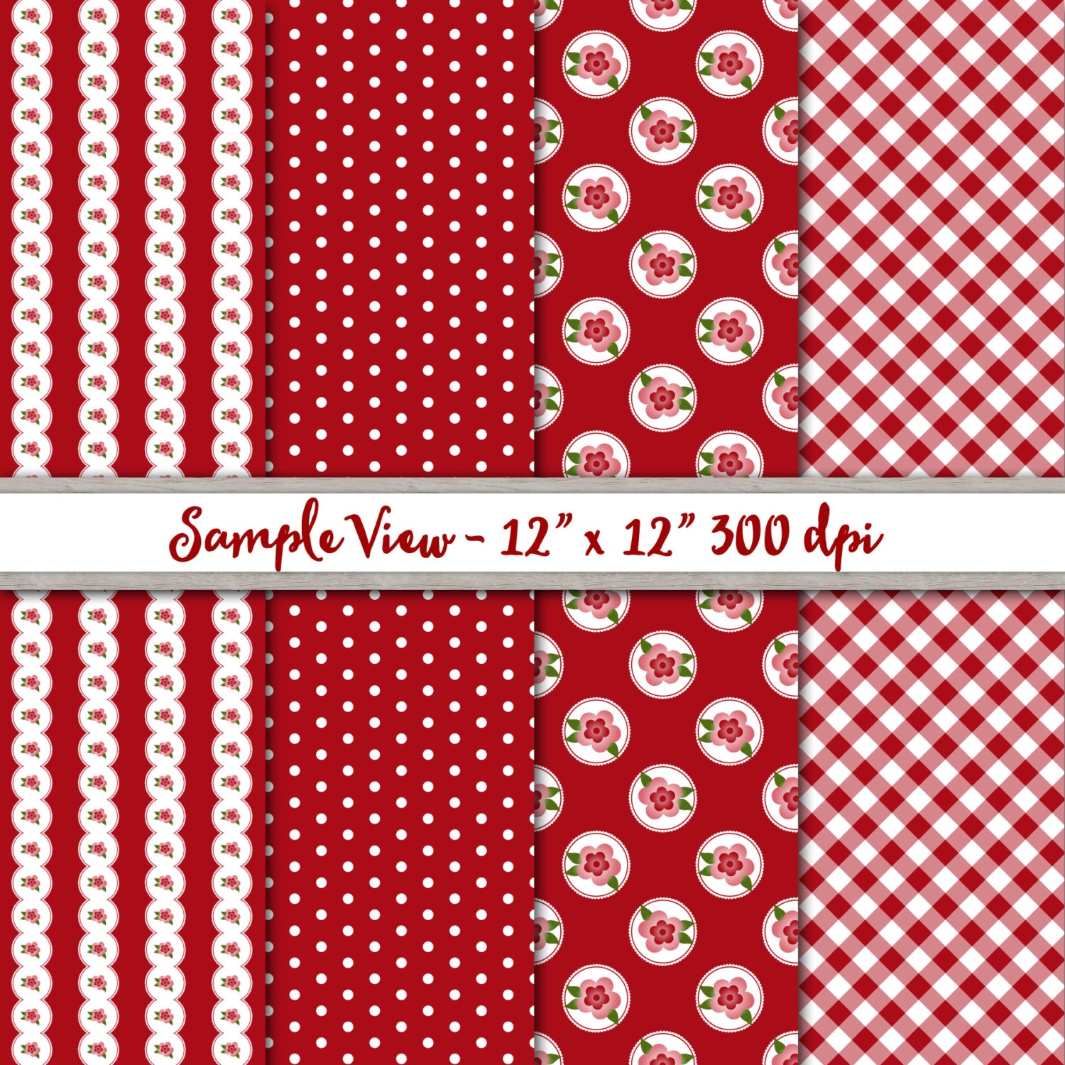 Red Pink Shabby Chic Scrapbook Paper Digital Shabby Chic Paper | Etsy