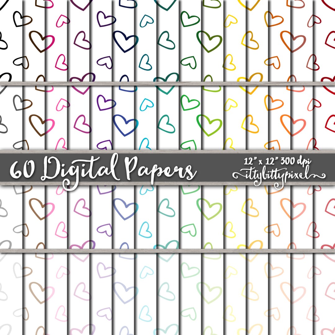 Heart Scrapbook Paper, Heart Scrapbooking Paper, Heart Digital Paper ...