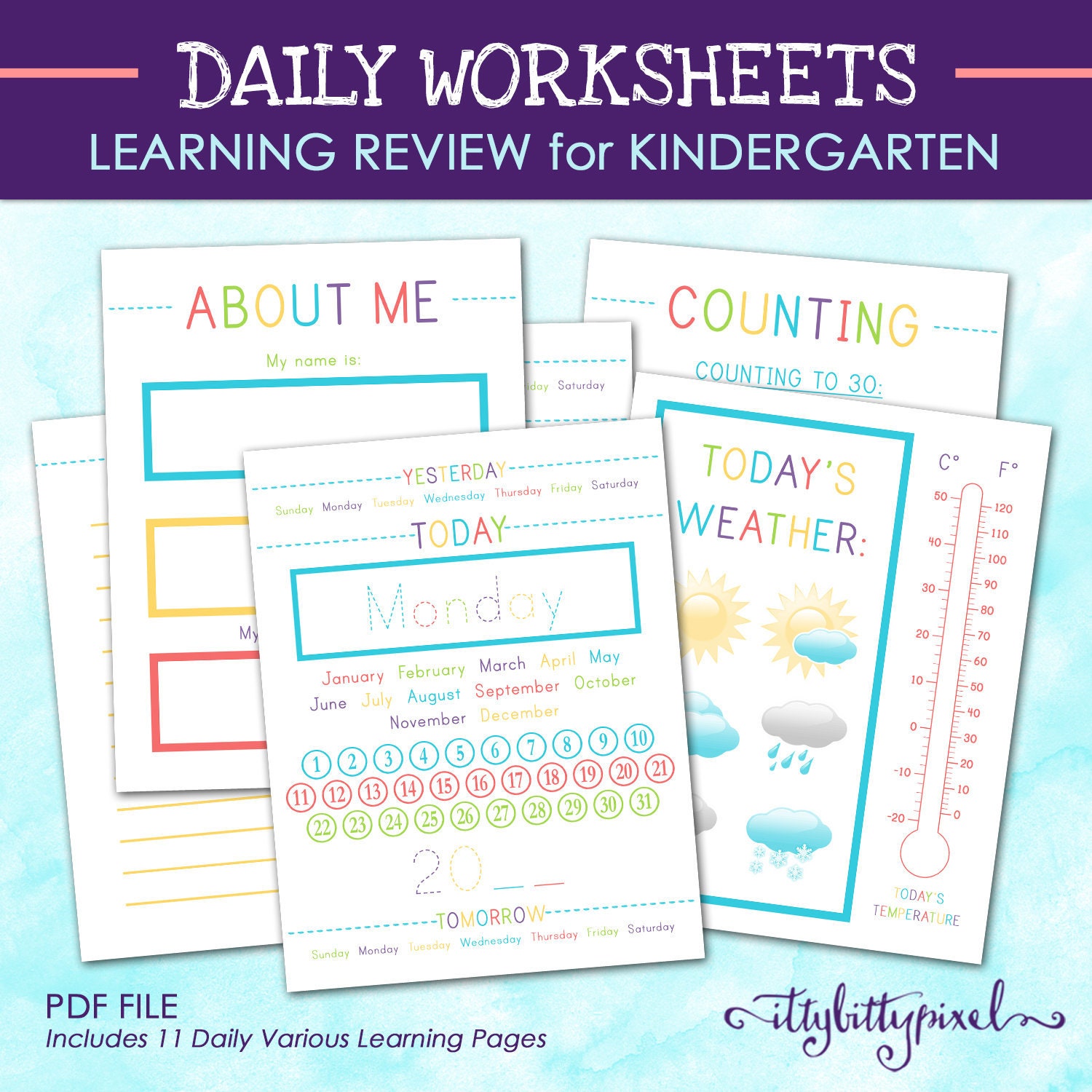 Kindergarten Daily Worksheets Calendar Month Day Week Date - Etsy