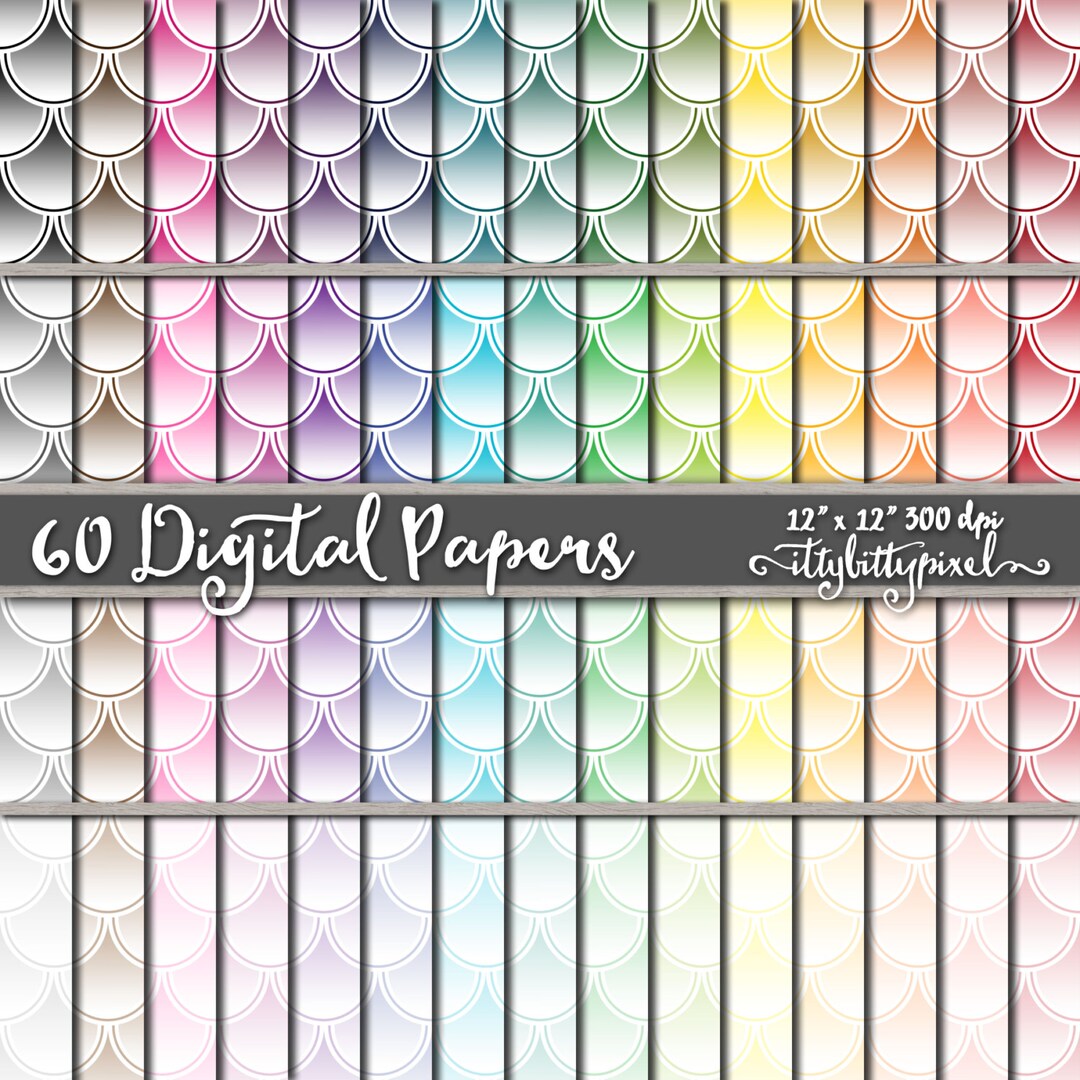 Scallop Scrapbook Paper, Scallop Scrapbooking Paper, Fish Scale Digital ...