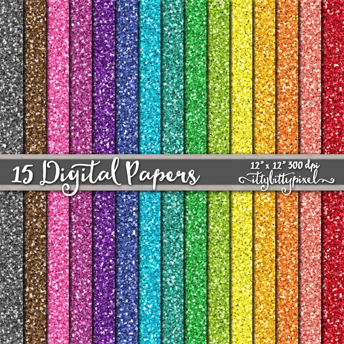 Glitter Digital Paper Bright Rainbow Colors Sparkle - Etsy