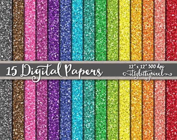 Unicorn Glitter Digital Paper, Rainbow Colors, Pastel Glitter Textures ...