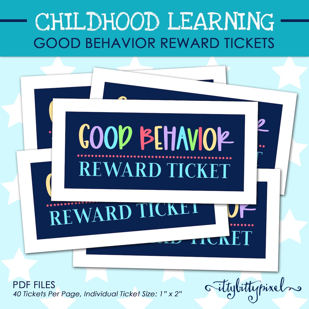 Kids Good Behavior Reward Ticket- Printable Digital PDF Prize System ...