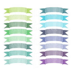 Watercolor Ribbon Clip Art - Hand Painted Banner Digital Painted ...