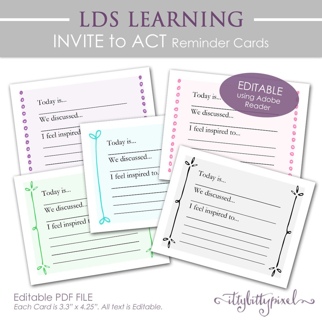 Commitment Reminder Cards - LDS 2020 Come Follow Me PRINTABLE Digital ...