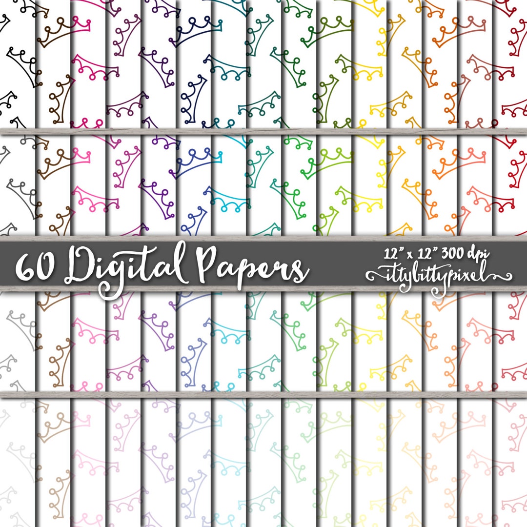 Princess Crown Scrapbook Paper, Crown Scrapbooking Paper, Crown Digital ...