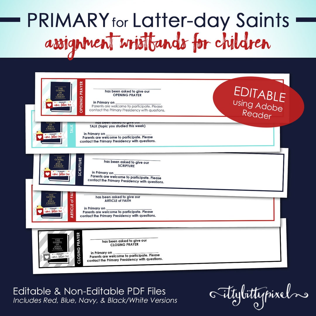 LDS Primary 2024 Assignment Wristband - Come Follow Me Theme New ...