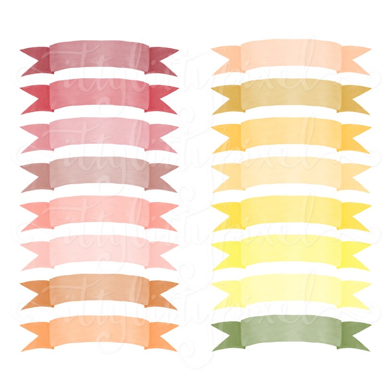 Watercolor Ribbon Clip Art Hand Painted Banner Digital - Etsy