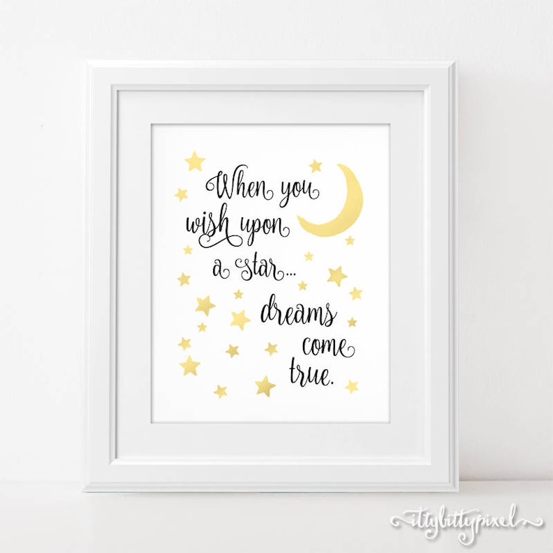 Wish Upon A Star - Digital Wall Art Print PRINTABLE Dreams Come True ...