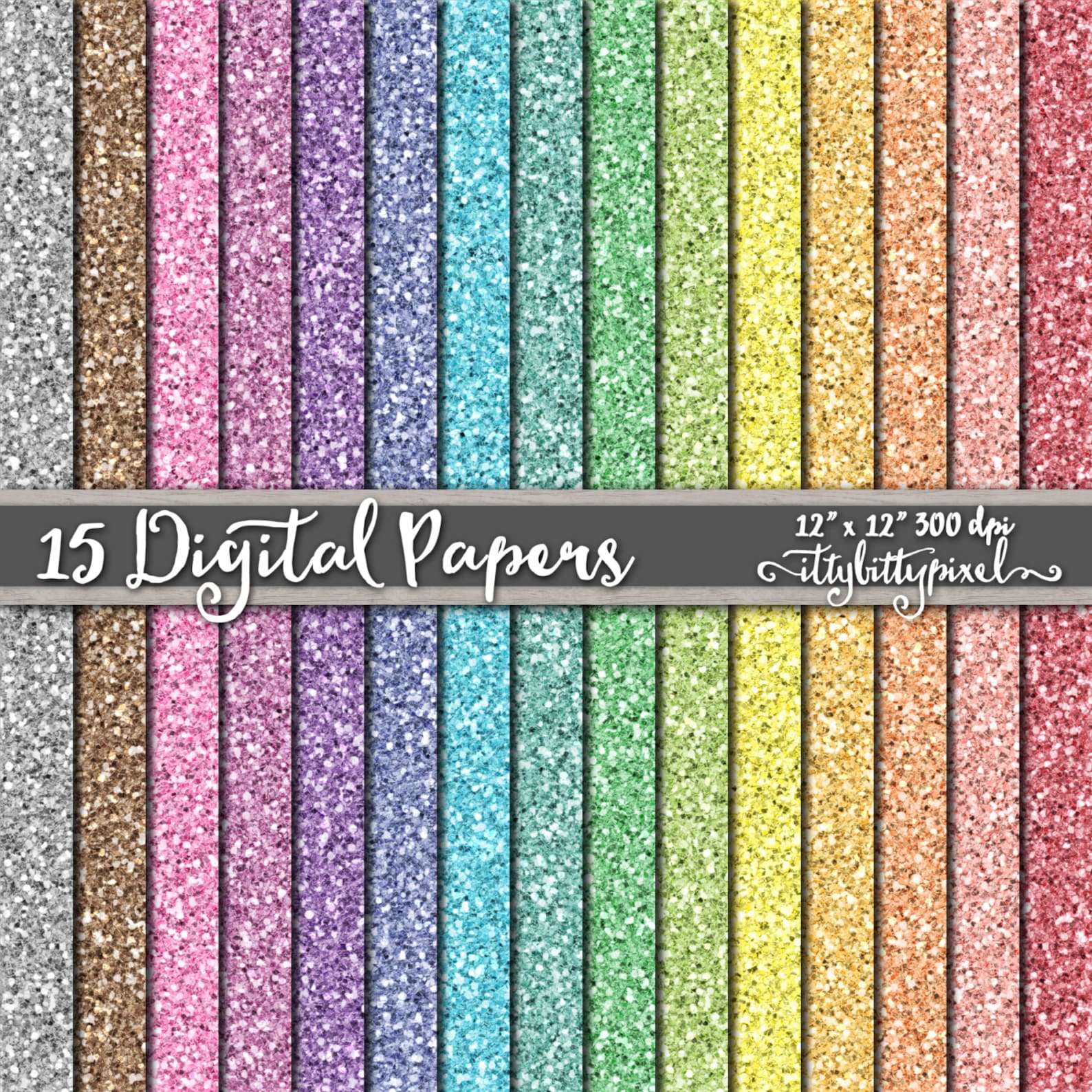 Glitter Digital Paper Light Rainbow Colors Sparkle - Etsy