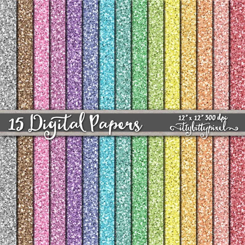 Glitter Digital Paper Light Rainbow Colors Sparkle - Etsy