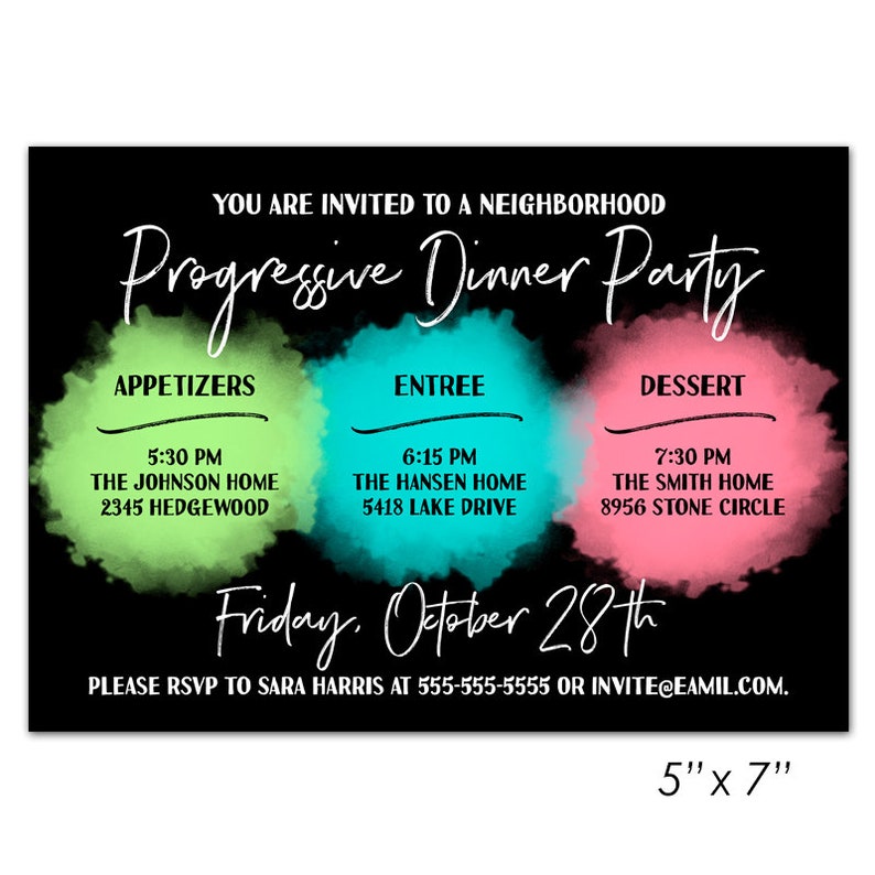 Progressive Dinner Party Invitation Announcement Card - Etsy