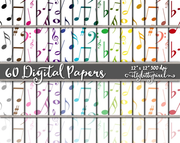 Musical Digital Paper Music Paper Music Scrapbook Paper - Etsy