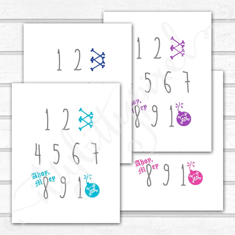 Pirate Numbers- Digital Wall Art Print PRINTABLE Boy Bedroom Baby ...