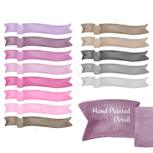 Watercolor Ribbon Clip Art - Banner Hand Painted Digital Clipart Paint ...