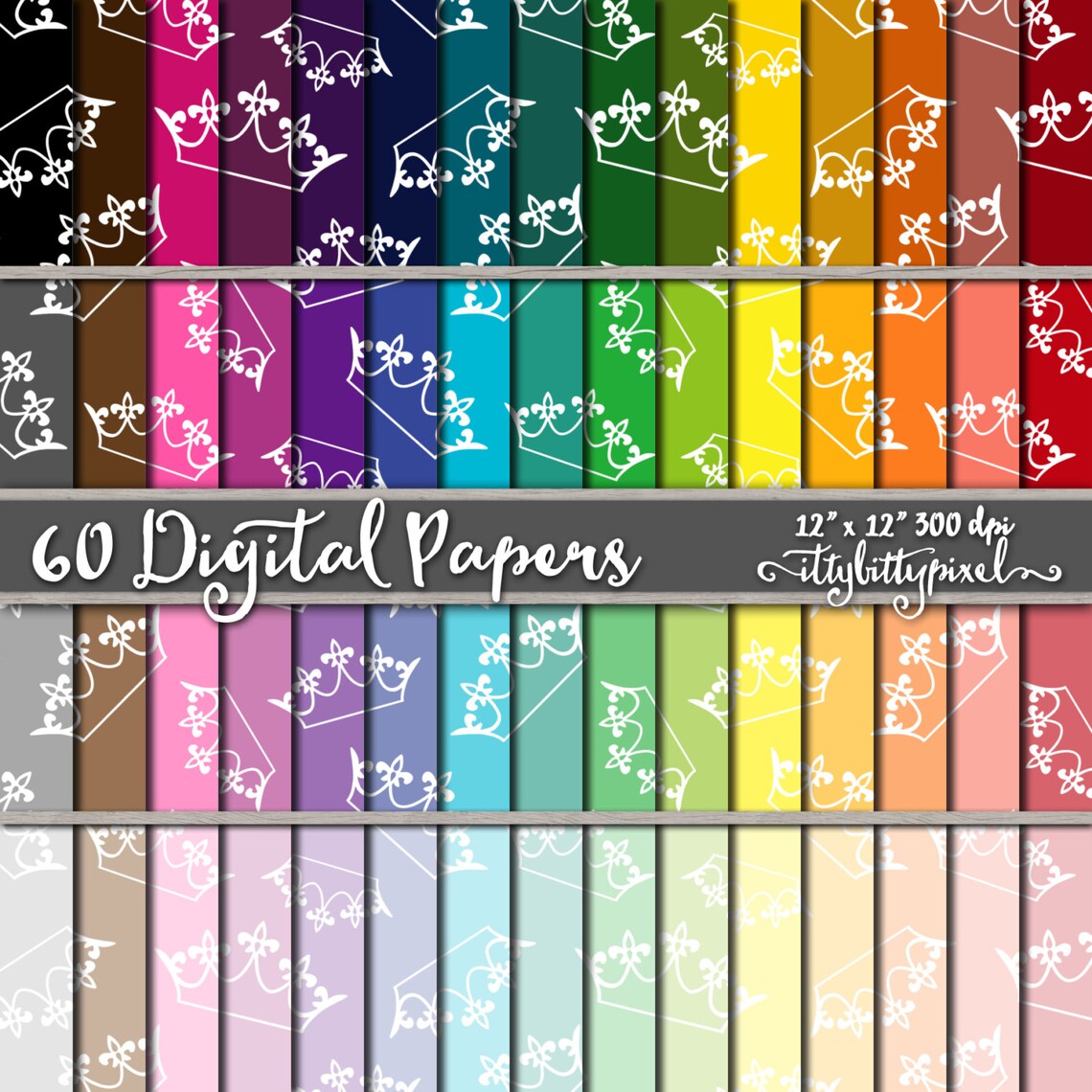 Princess Crown Scrapbook Paper, Crown Scrapbooking Paper, Crown Digital ...