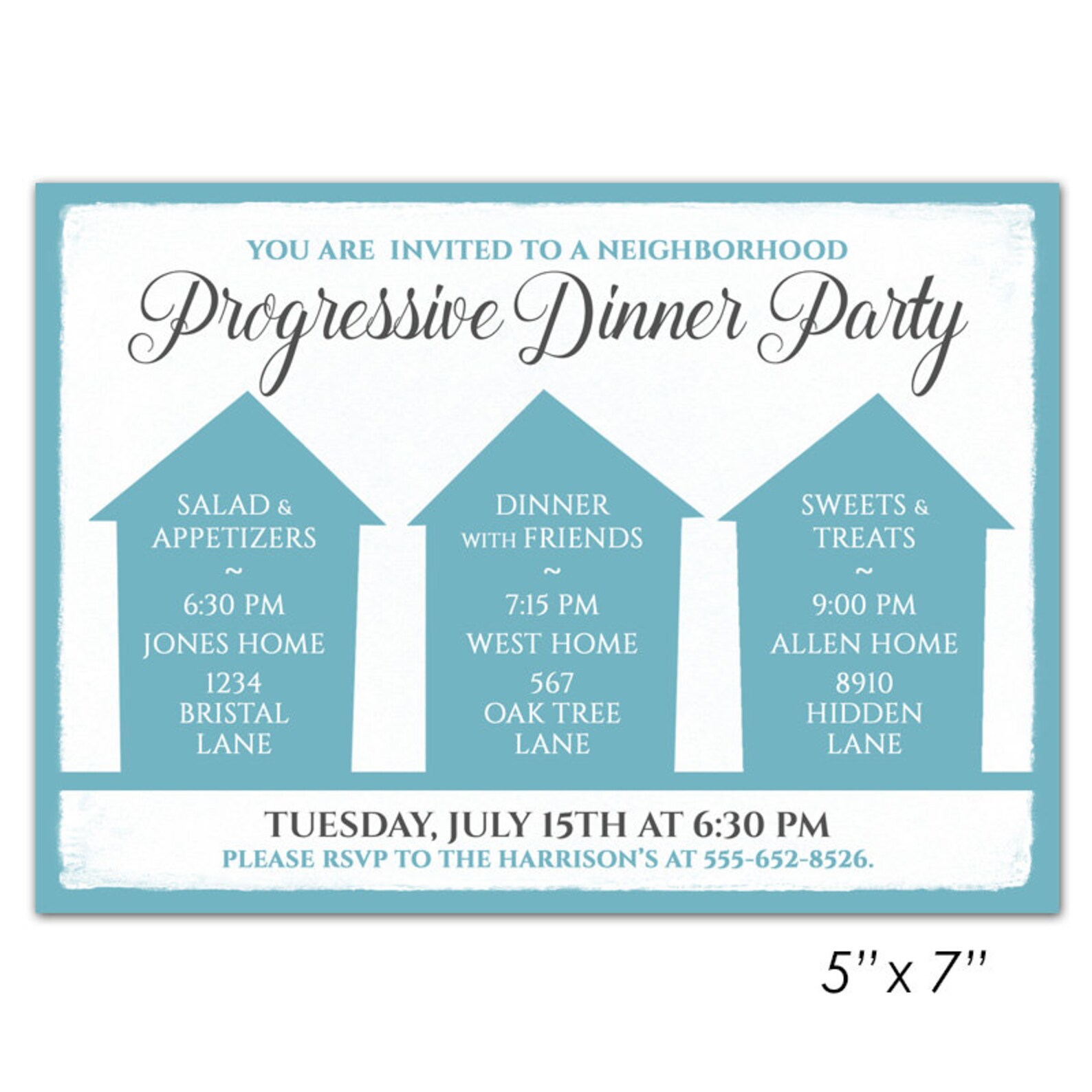 Progressive Dinner Party Invitation - Announcement Card Digital ...