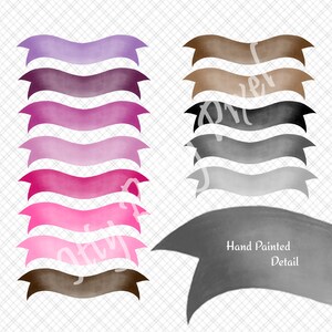Watercolor Ribbon Clip Art - Hand Painted Banners Painted Digital ...