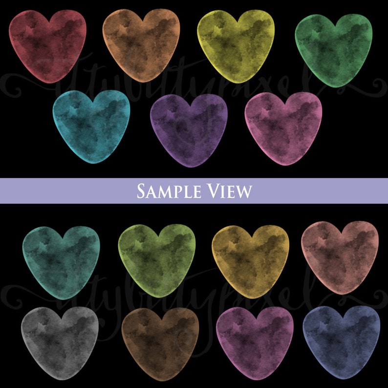 Watercolor Hearts Clip Art Digital Painted Hearts Painted - Etsy