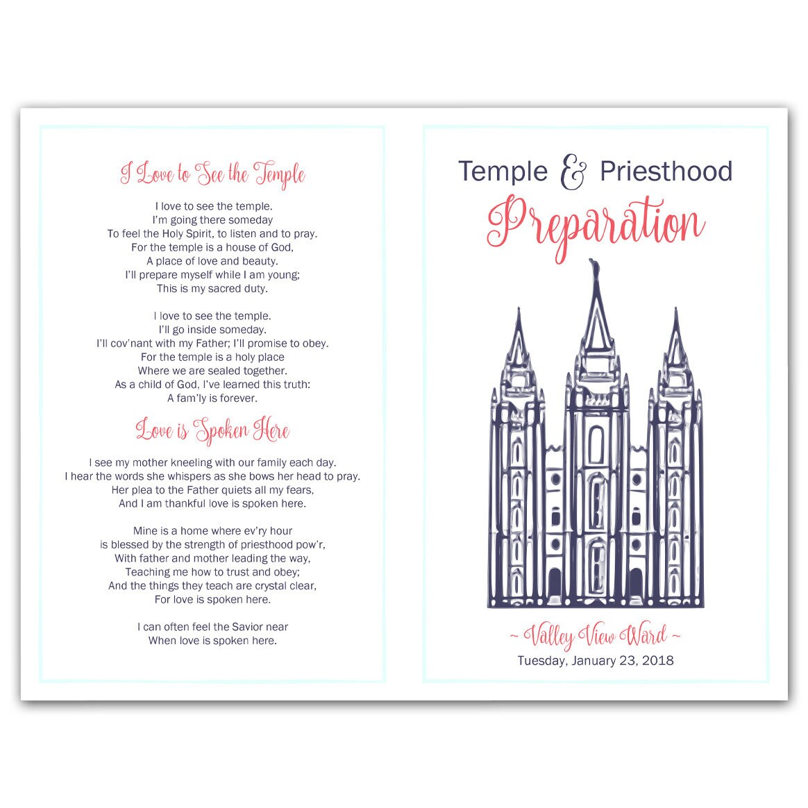 Temple and Priesthood Preparation Program - LDS Primary 2020 Editable ...