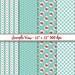 Teal Pink Flower Paper Shabby Chic Digital Paper Pack Floral Country ...